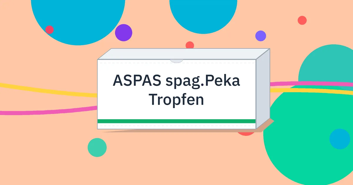 Symbolbild: Packung mit der Aufschrift ASPAS spag.Peka Tropfen (PZN 06621565) – Verfügbarkeit und Bezug in Apotheken in Frankfurt am Main