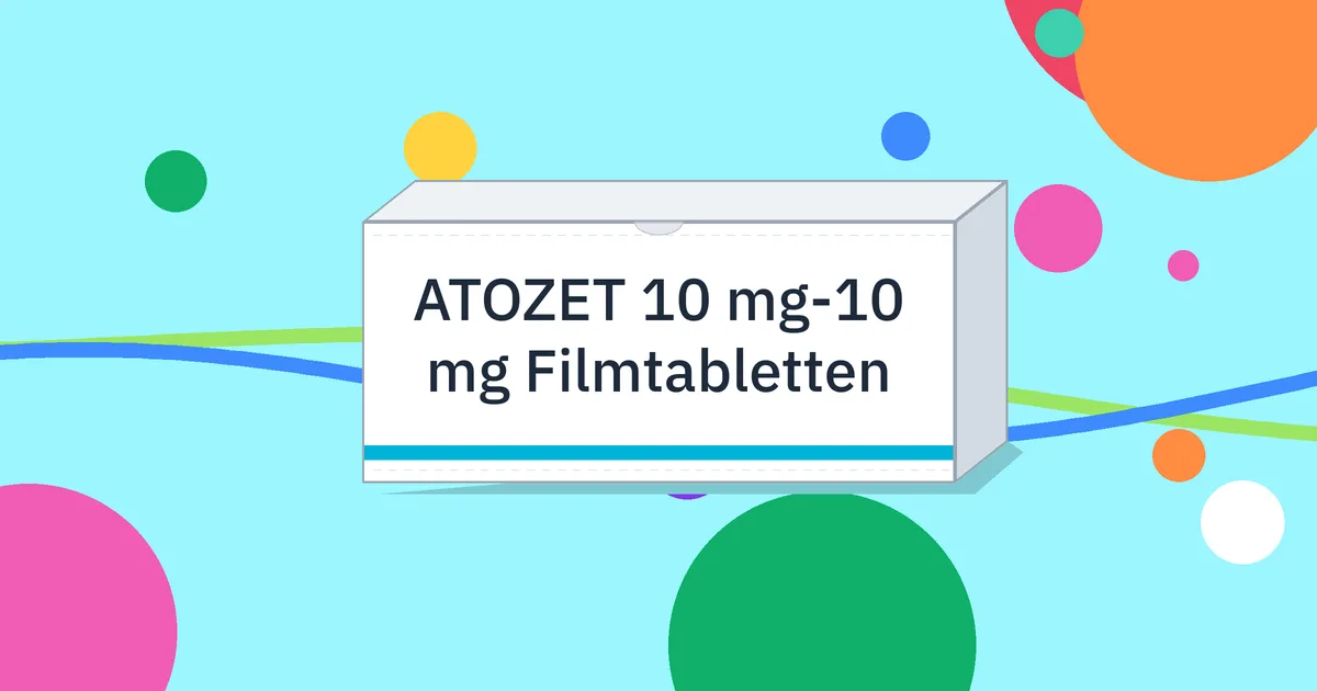 Symbolbild: Packung mit der Aufschrift ATOZET 10 mg-10 mg Filmtabletten (PZN 14437723) – Verfügbarkeit und Bezug in Apotheken in Frankfurt am Main