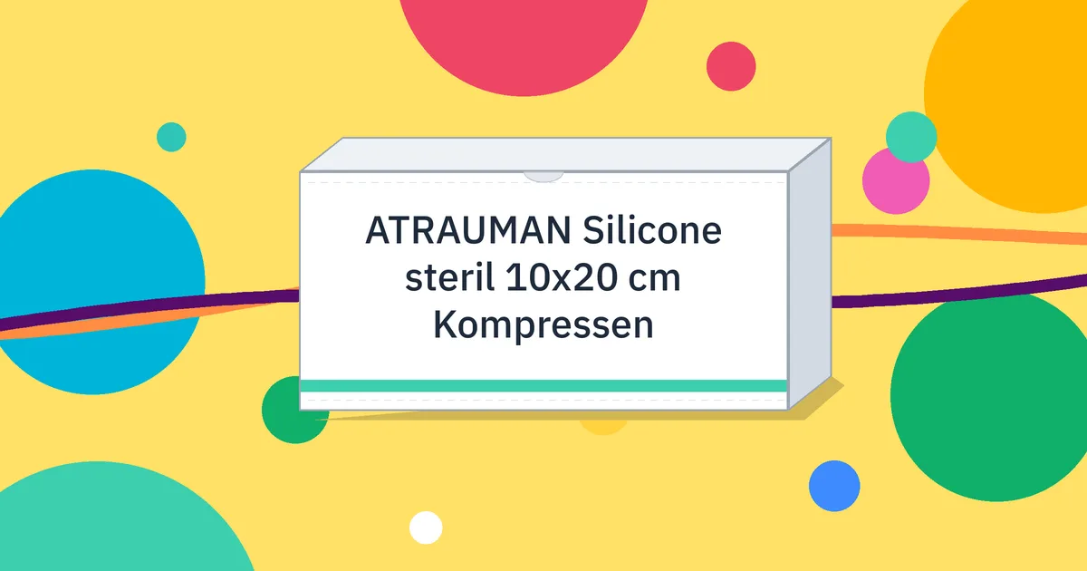 Symbolbild: Packung mit der Aufschrift ATRAUMAN Silicone steril 10x20 cm Kompressen (PZN 18022717) – Verfügbarkeit und Bezug in Apotheken in Frankfurt am Main