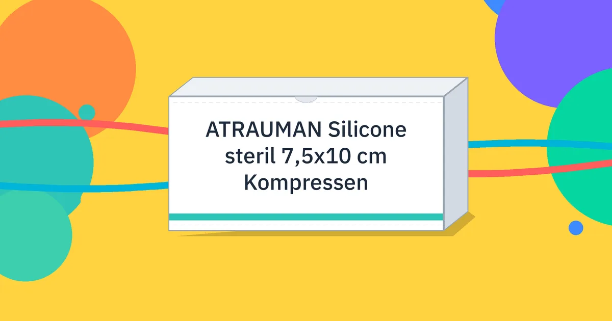 Symbolbild: Packung mit der Aufschrift ATRAUMAN Silicone steril 7,5x10 cm Kompressen (PZN 18127505) – Verfügbarkeit und Bezug in Apotheken in Frankfurt am Main