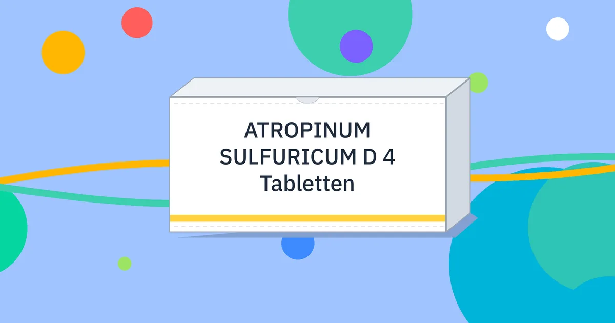 Symbolbild: Packung mit der Aufschrift ATROPINUM SULFURICUM D 4 Tabletten (PZN 01759046) – Verfügbarkeit und Bezug in Apotheken in Frankfurt am Main