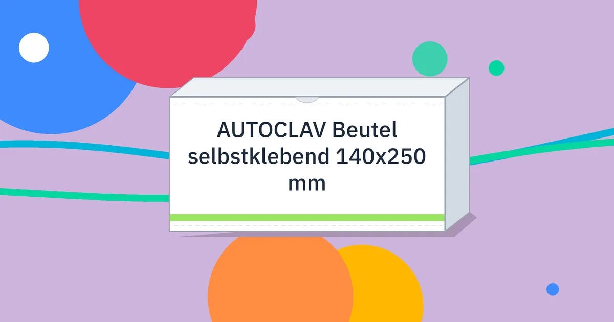 Symbolbild: Packung mit der Aufschrift AUTOCLAV Beutel selbstklebend 140x250 mm (PZN 16033728) – Verfügbarkeit und Bezug in Apotheken in Frankfurt am Main