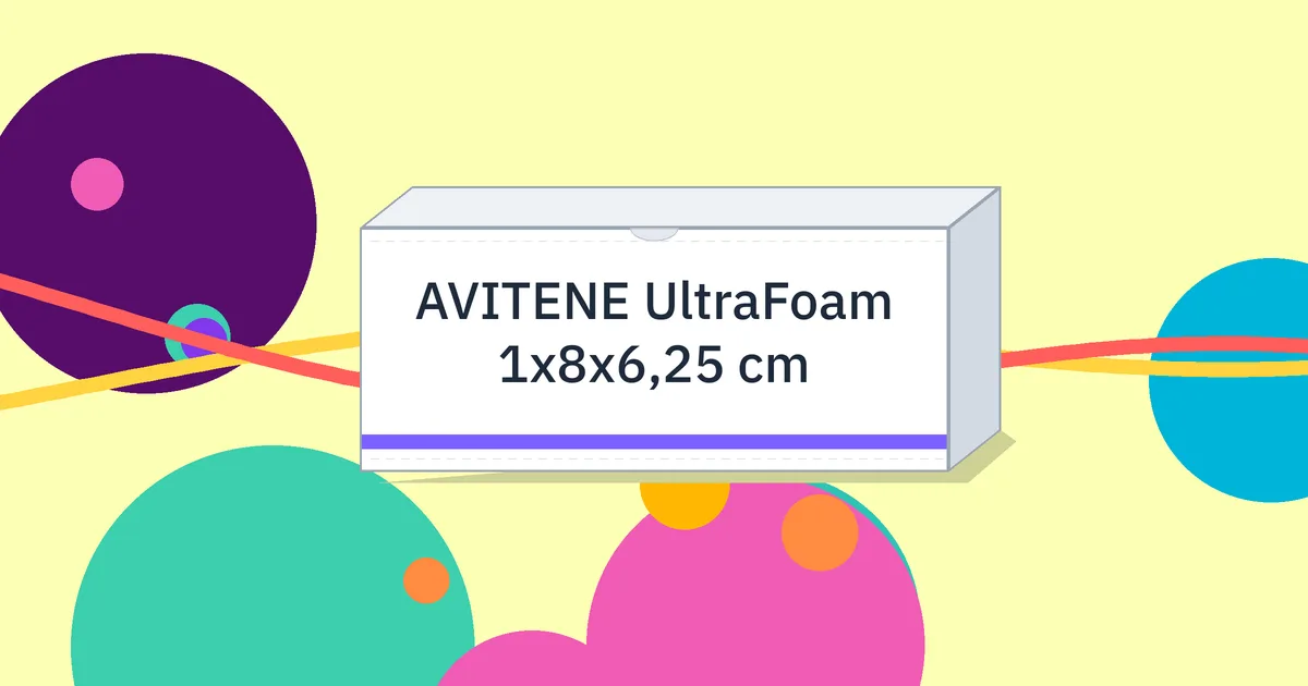 Symbolbild: Packung mit der Aufschrift AVITENE UltraFoam 1x8x6,25 cm (PZN 16718857) – Verfügbarkeit und Bezug in Apotheken in Frankfurt am Main