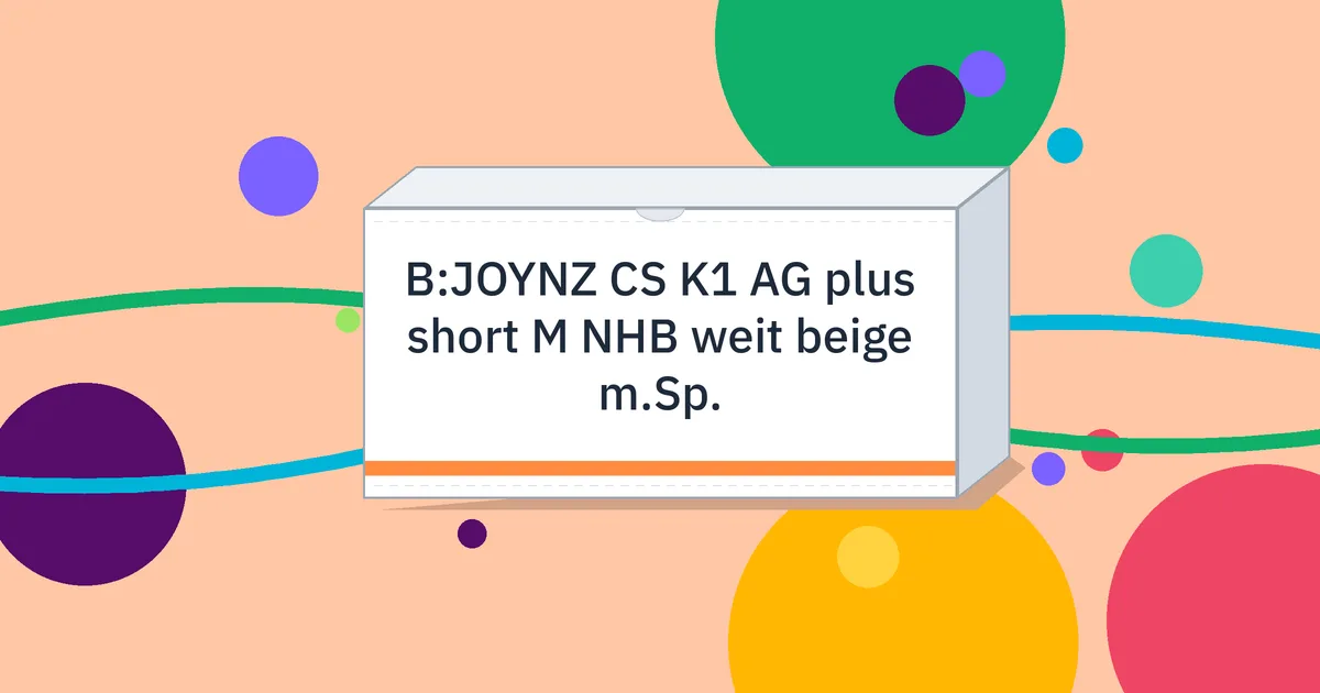Symbolbild: Packung mit der Aufschrift B:JOYNZ CS K1 AG plus short M NHB weit beige m.Sp. (PZN 20535507) – Verfügbarkeit und Bezug in Apotheken in Frankfurt am Main