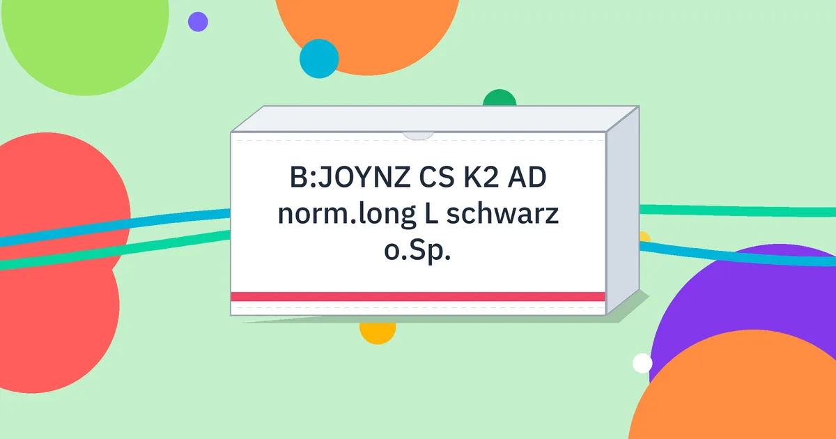 Symbolbild: Packung mit der Aufschrift B:JOYNZ CS K2 AD norm.long L schwarz o.Sp. (PZN 20528677) – Verfügbarkeit und Bezug in Apotheken in Frankfurt am Main
