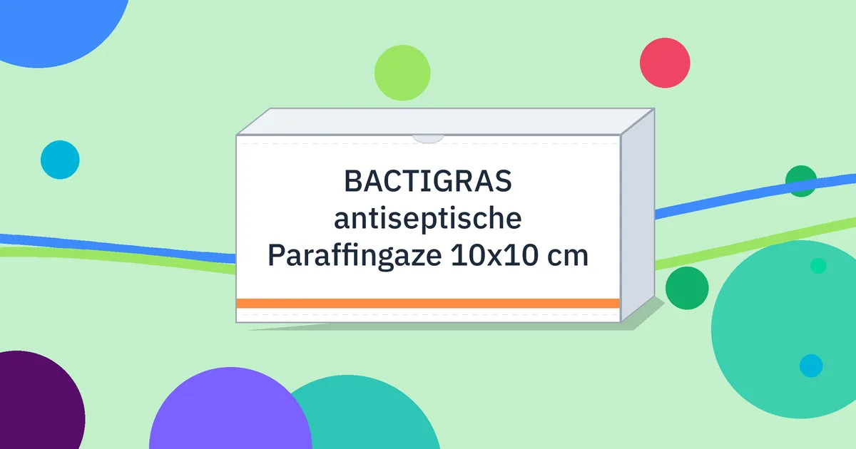 Symbolbild: Packung mit der Aufschrift BACTIGRAS antiseptische Paraffingaze 10x10 cm (PZN 17583187) – Verfügbarkeit und Bezug in Apotheken in Frankfurt am Main