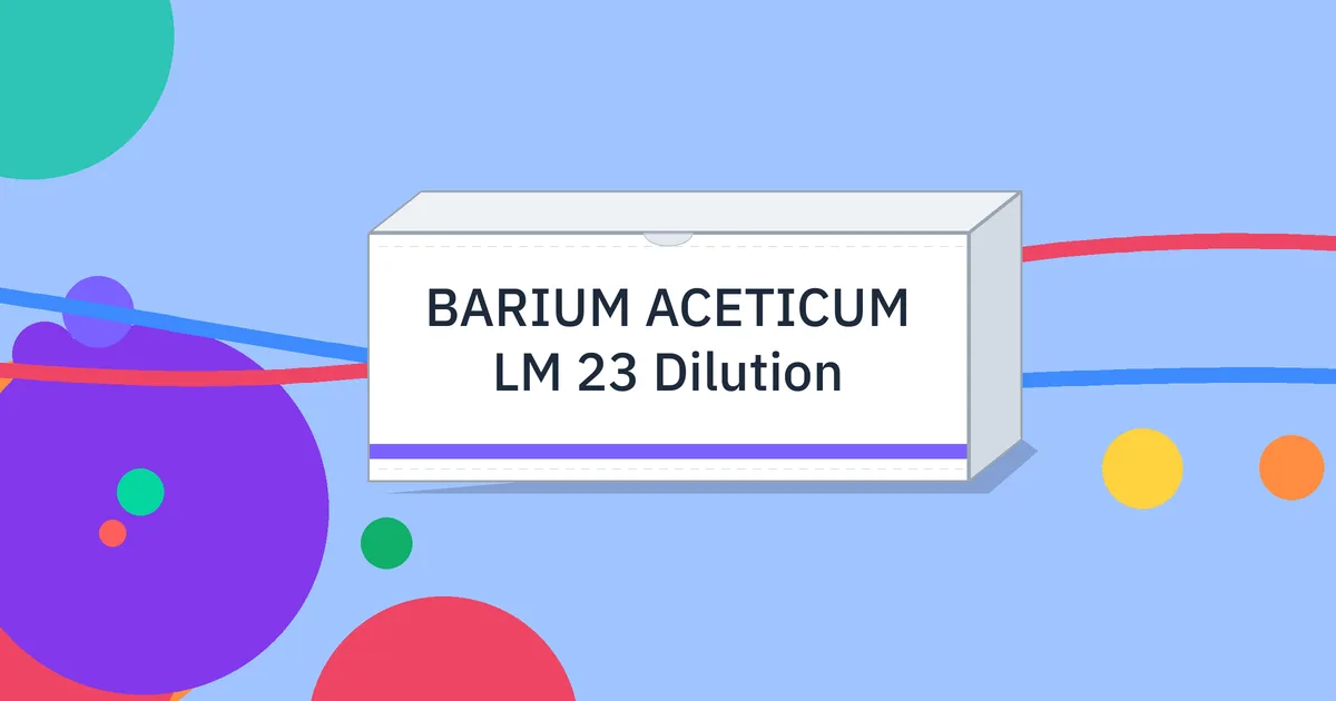 Symbolbild: Packung mit der Aufschrift BARIUM ACETICUM LM 23 Dilution (PZN 12788648) – Verfügbarkeit und Bezug in Apotheken in Frankfurt am Main