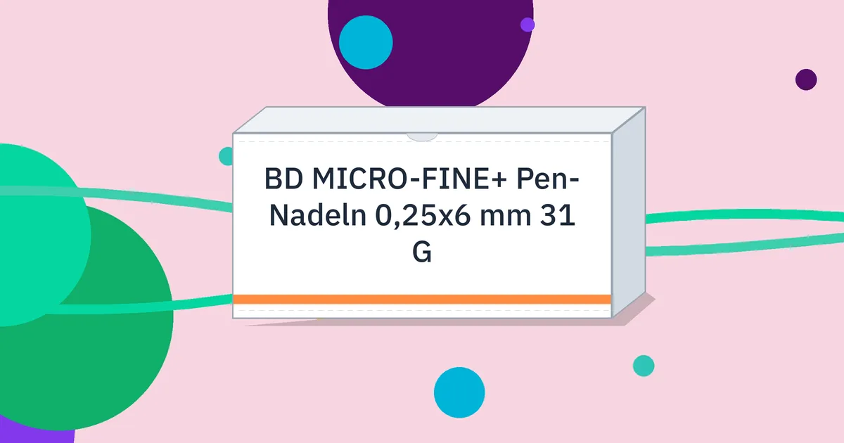 Symbolbild: Packung mit der Aufschrift BD MICRO-FINE+ Pen-Nadeln 0,25x6 mm 31 G (PZN 18489616) – Verfügbarkeit und Bezug in Apotheken in Frankfurt am Main