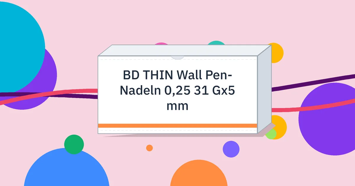 Symbolbild: Packung mit der Aufschrift BD THIN Wall Pen-Nadeln 0,25 31 Gx5 mm (PZN 19156437) – Verfügbarkeit und Bezug in Apotheken in Frankfurt am Main