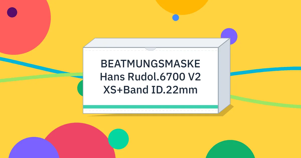 Symbolbild: Packung mit der Aufschrift BEATMUNGSMASKE Hans Rudol.6700 V2 XS+Band ID.22mm (PZN 17303489) – Verfügbarkeit und Bezug in Apotheken in Frankfurt am Main