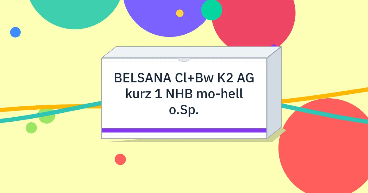 Symbolbild: Packung mit der Aufschrift BELSANA Cl+Bw K2 AG kurz 1 NHB mo-hell o.Sp. (PZN 12242470) – Verfügbarkeit und Bezug in Apotheken in Frankfurt am Main