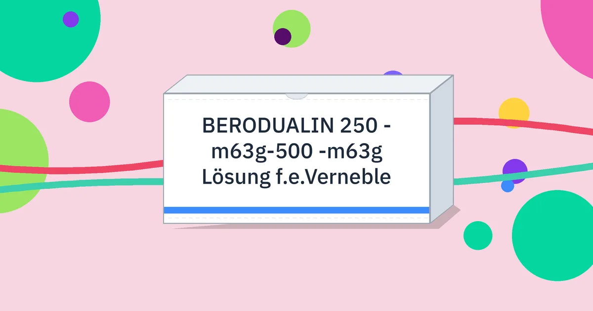 Symbolbild: Packung mit der Aufschrift BERODUALIN 250 -m63g-500 -m63g Lösung f.e.Verneble (PZN 20574163) – Verfügbarkeit und Bezug in Apotheken in Frankfurt am Main