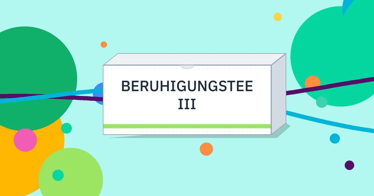 Symbolbild: Packung mit der Aufschrift BERUHIGUNGSTEE III (PZN 03962219) – Verfügbarkeit und Bezug in Apotheken in Frankfurt am Main