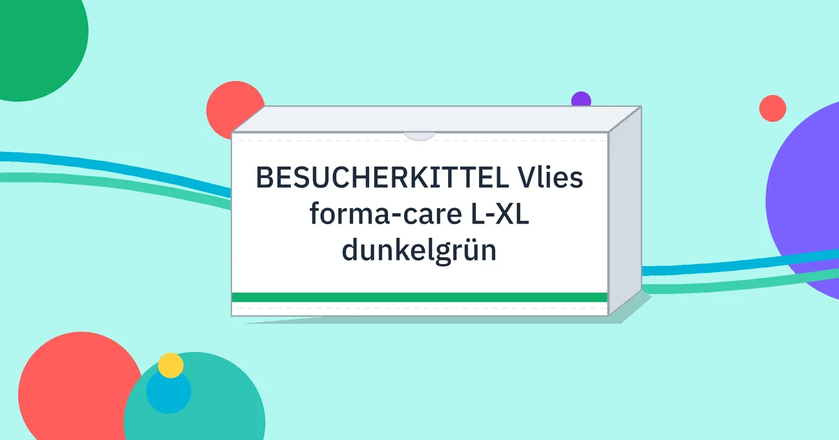 Symbolbild: Packung mit der Aufschrift BESUCHERKITTEL Vlies forma-care L-XL dunkelgrün (PZN 12373077) – Verfügbarkeit und Bezug in Apotheken in Frankfurt am Main
