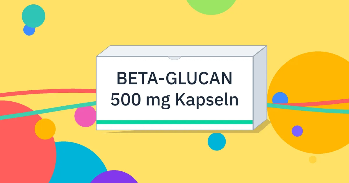 Symbolbild: Packung mit der Aufschrift BETA-GLUCAN 500 mg Kapseln (PZN 18879116) – Verfügbarkeit und Bezug in Apotheken in Frankfurt am Main