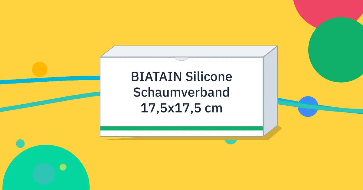 Symbolbild: Packung mit der Aufschrift BIATAIN Silicone Schaumverband 17,5x17,5 cm (PZN 18122867) – Verfügbarkeit und Bezug in Apotheken in Frankfurt am Main