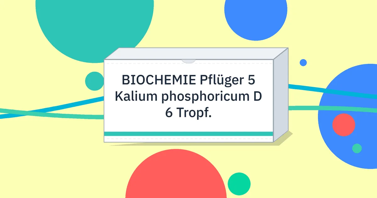 Symbolbild: Packung mit der Aufschrift BIOCHEMIE Pflüger 5 Kalium phosphoricum D 6 Tropf. (PZN 06324442) – Verfügbarkeit und Bezug in Apotheken in Frankfurt am Main