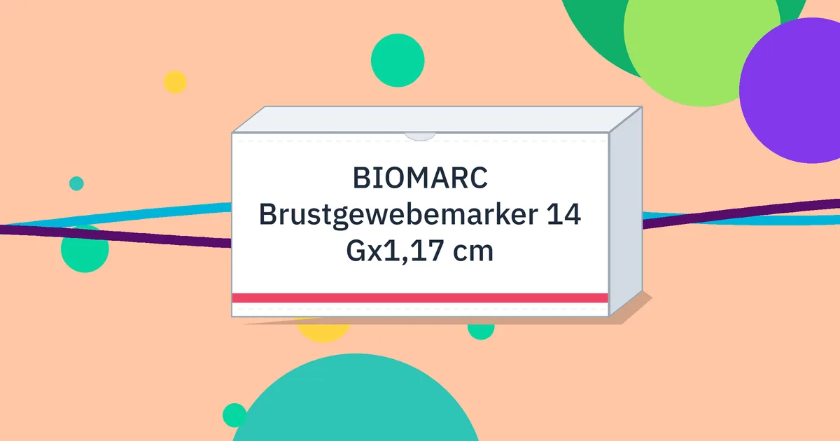 Symbolbild: Packung mit der Aufschrift BIOMARC Brustgewebemarker 14 Gx1,17 cm (PZN 19739647) – Verfügbarkeit und Bezug in Apotheken in Frankfurt am Main