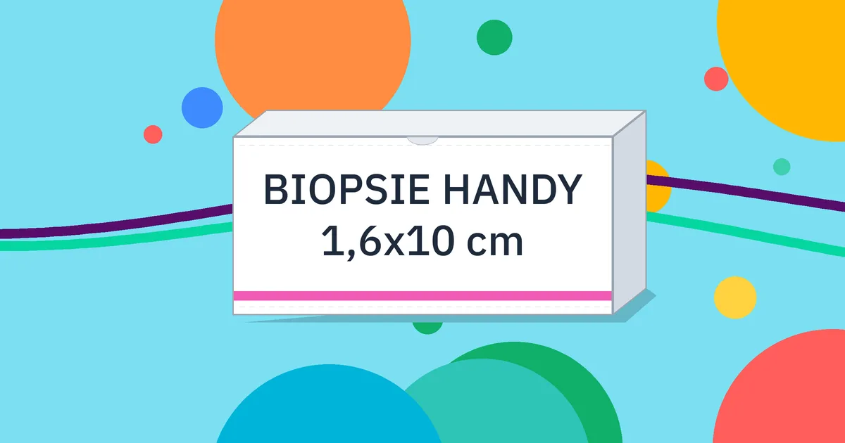 Symbolbild: Packung mit der Aufschrift BIOPSIE HANDY 1,6x10 cm (PZN 20085441) – Verfügbarkeit und Bezug in Apotheken in Frankfurt am Main