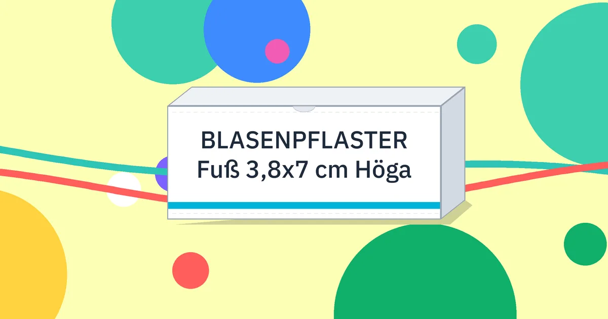 Symbolbild: Packung mit der Aufschrift BLASENPFLASTER Fuß 3,8x7 cm Höga (PZN 16806722) – Verfügbarkeit und Bezug in Apotheken in Frankfurt am Main