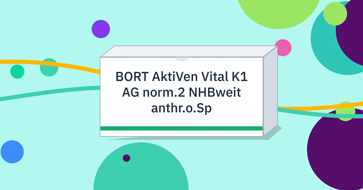 Symbolbild: Packung mit der Aufschrift BORT AktiVen Vital K1 AG norm.2 NHBweit anthr.o.Sp (PZN 13733632) – Verfügbarkeit und Bezug in Apotheken in Frankfurt am Main