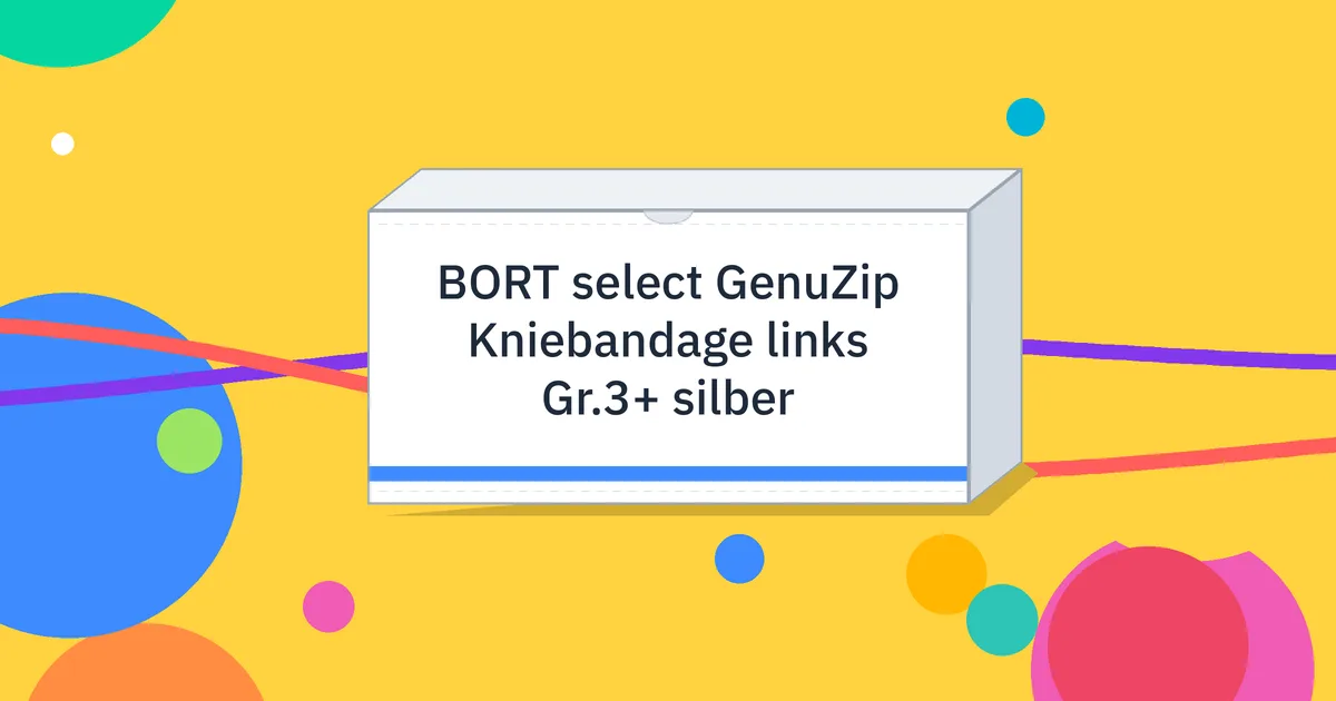 Symbolbild: Packung mit der Aufschrift BORT select GenuZip Kniebandage links Gr.3+ silber (PZN 16843918) – Verfügbarkeit und Bezug in Apotheken in Frankfurt am Main