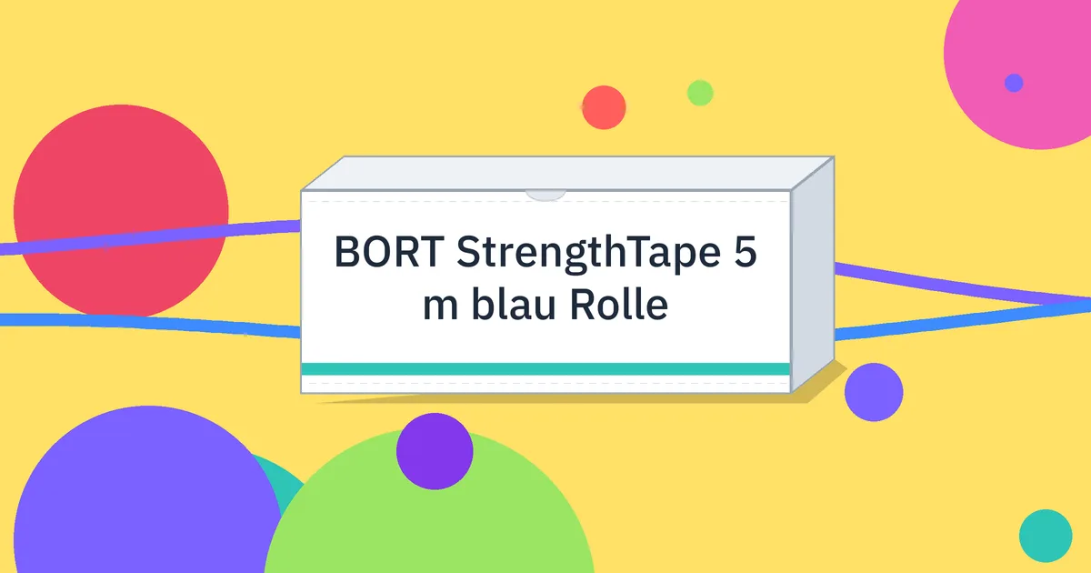 Symbolbild: Packung mit der Aufschrift BORT StrengthTape 5 m blau Rolle (PZN 08776444) – Verfügbarkeit und Bezug in Apotheken in Frankfurt am Main