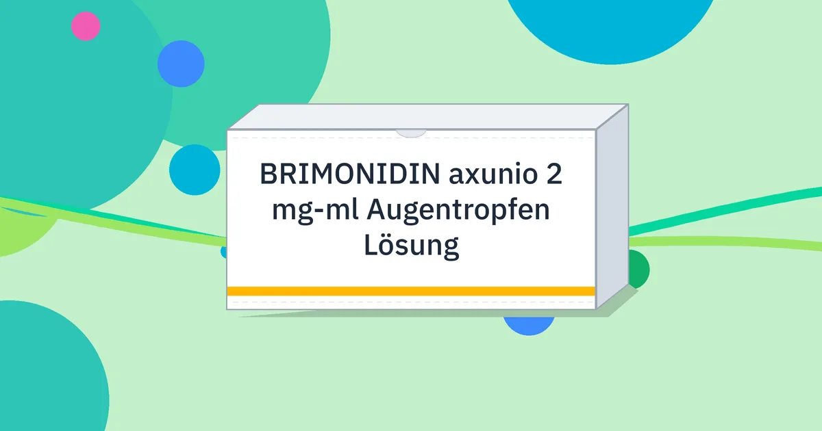 Symbolbild: Packung mit der Aufschrift BRIMONIDIN axunio 2 mg-ml Augentropfen Lösung (PZN 19744134) – Verfügbarkeit und Bezug in Apotheken in Frankfurt am Main