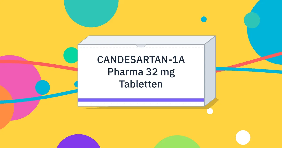 Symbolbild: Packung mit der Aufschrift CANDESARTAN-1A Pharma 32 mg Tabletten (PZN 09273219) – Verfügbarkeit und Bezug in Apotheken in Frankfurt am Main