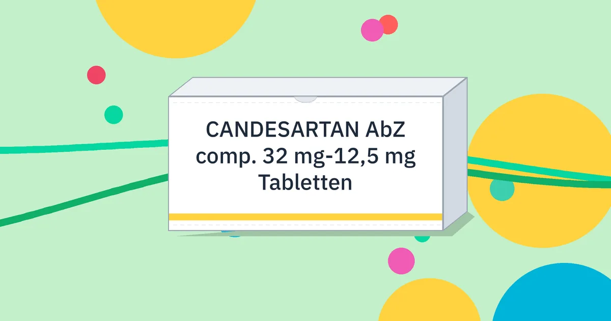 Symbolbild: Packung mit der Aufschrift CANDESARTAN AbZ comp. 32 mg-12,5 mg Tabletten (PZN 09297562) – Verfügbarkeit und Bezug in Apotheken in Frankfurt am Main