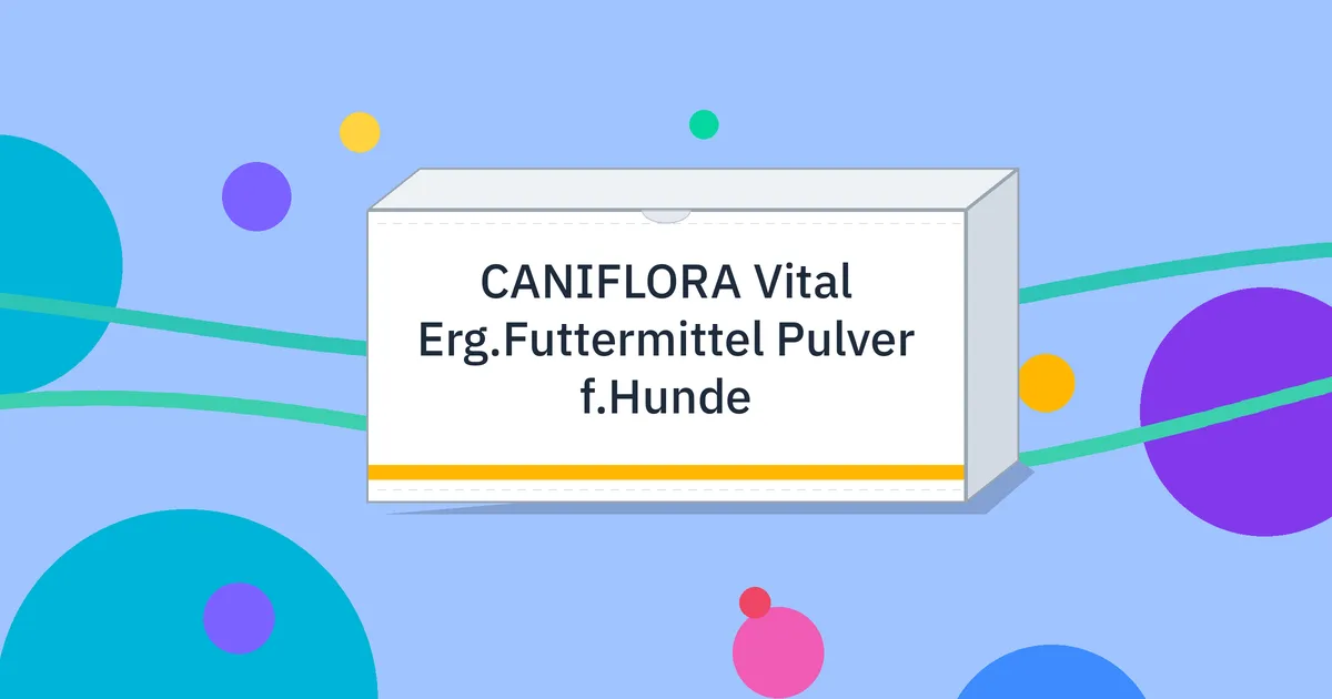 Symbolbild: Packung mit der Aufschrift CANIFLORA Vital Erg.Futtermittel Pulver f.Hunde (PZN 19800542) – Verfügbarkeit und Bezug in Apotheken in Frankfurt am Main