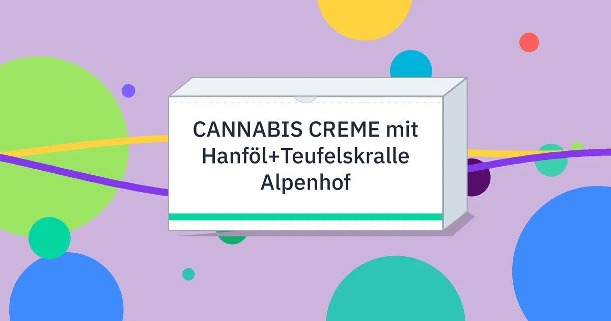Symbolbild: Packung mit der Aufschrift CANNABIS CREME mit Hanföl+Teufelskralle Alpenhof (PZN 18662109) – Verfügbarkeit und Bezug in Apotheken in Frankfurt am Main