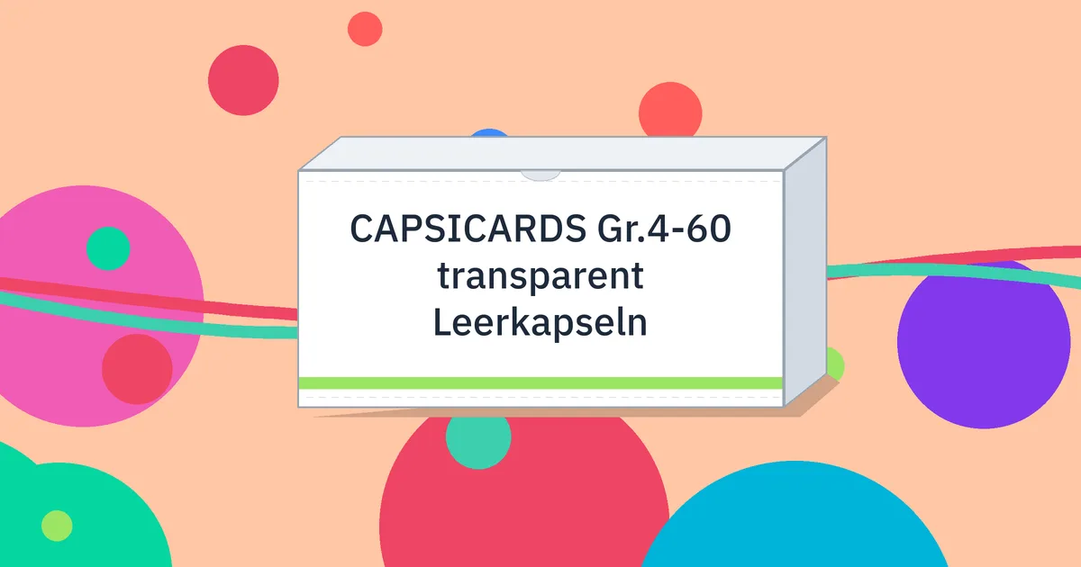 Symbolbild: Packung mit der Aufschrift CAPSICARDS Gr.4-60 transparent Leerkapseln (PZN 11000055) – Verfügbarkeit und Bezug in Apotheken in Frankfurt am Main