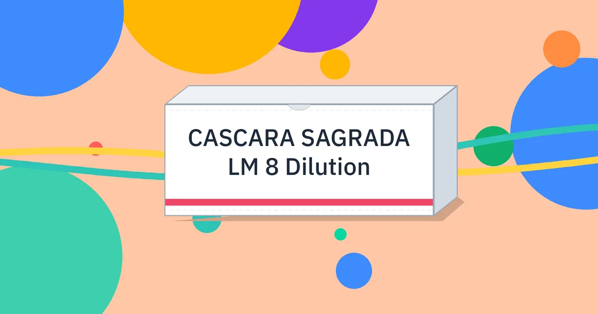 Symbolbild: Packung mit der Aufschrift CASCARA SAGRADA LM 8 Dilution (PZN 13432830) – Verfügbarkeit und Bezug in Apotheken in Frankfurt am Main