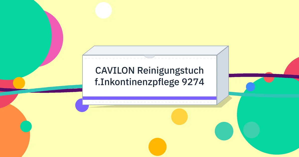 Symbolbild: Packung mit der Aufschrift CAVILON Reinigungstuch f.Inkontinenzpflege 9274 (PZN 10341593) – Verfügbarkeit und Bezug in Apotheken in Frankfurt am Main