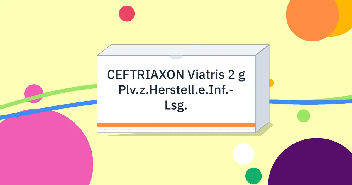 Symbolbild: Packung mit der Aufschrift CEFTRIAXON Viatris 2 g Plv.z.Herstell.e.Inf.-Lsg. (PZN 20170891) – Verfügbarkeit und Bezug in Apotheken in Frankfurt am Main