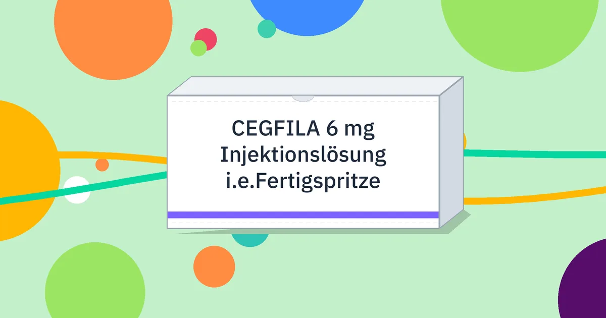 Symbolbild: Packung mit der Aufschrift CEGFILA 6 mg Injektionslösung i.e.Fertigspritze (PZN 16563952) – Verfügbarkeit und Bezug in Apotheken in Frankfurt am Main