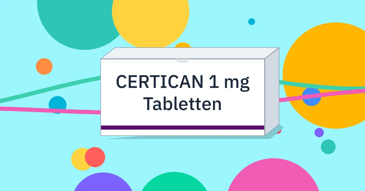 Symbolbild: Packung mit der Aufschrift CERTICAN 1 mg Tabletten (PZN 14130611) – Verfügbarkeit und Bezug in Apotheken in Frankfurt am Main