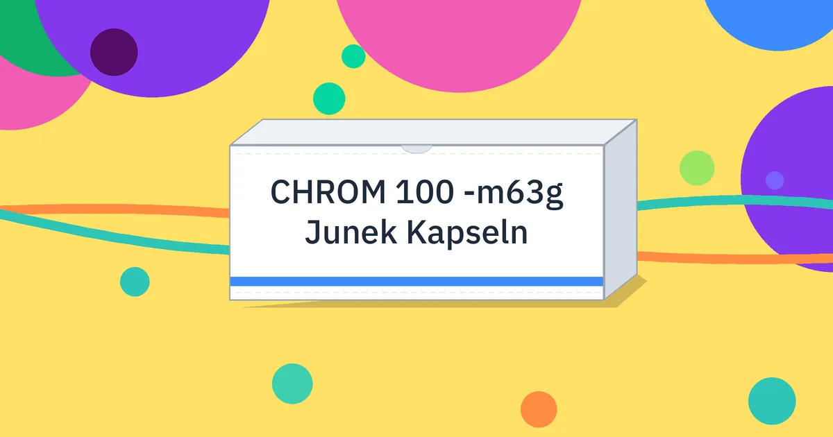 Symbolbild: Packung mit der Aufschrift CHROM 100 -m63g Junek Kapseln (PZN 08430639) – Verfügbarkeit und Bezug in Apotheken in Frankfurt am Main