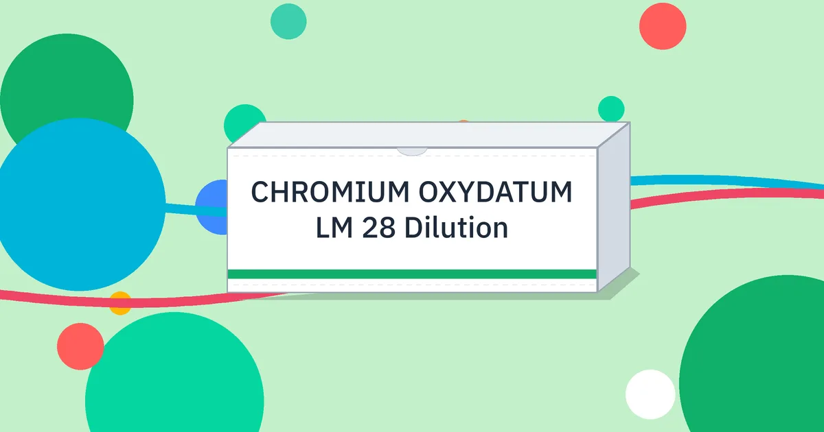 Symbolbild: Packung mit der Aufschrift CHROMIUM OXYDATUM LM 28 Dilution (PZN 13445695) – Verfügbarkeit und Bezug in Apotheken in Frankfurt am Main