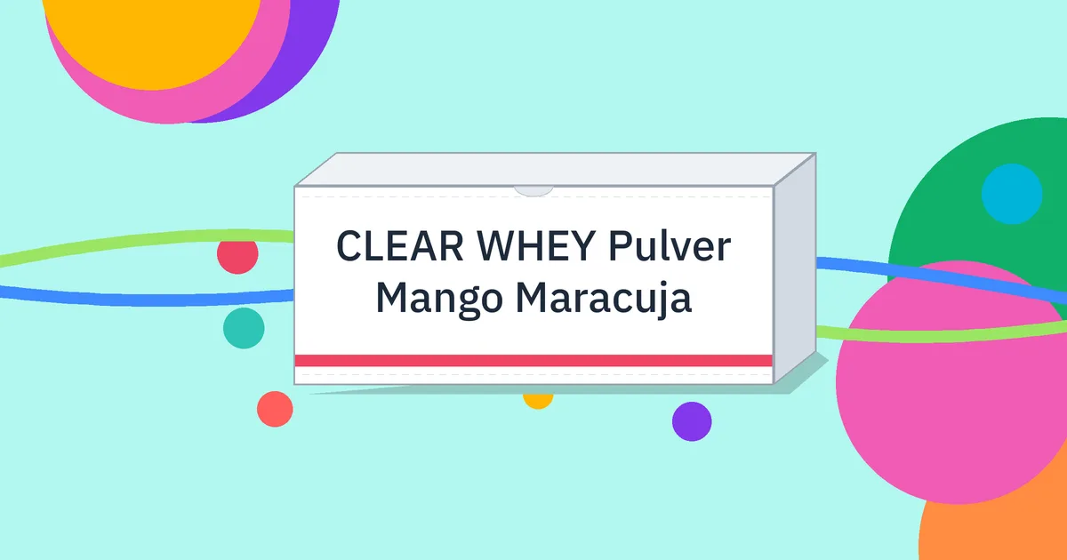 Symbolbild: Packung mit der Aufschrift CLEAR WHEY Pulver Mango Maracuja (PZN 19667327) – Verfügbarkeit und Bezug in Apotheken in Frankfurt am Main