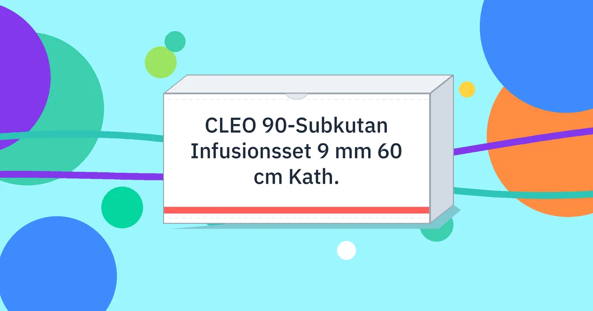Symbolbild: Packung mit der Aufschrift CLEO 90-Subkutan Infusionsset 9 mm 60 cm Kath. (PZN 11018983) – Verfügbarkeit und Bezug in Apotheken in Frankfurt am Main