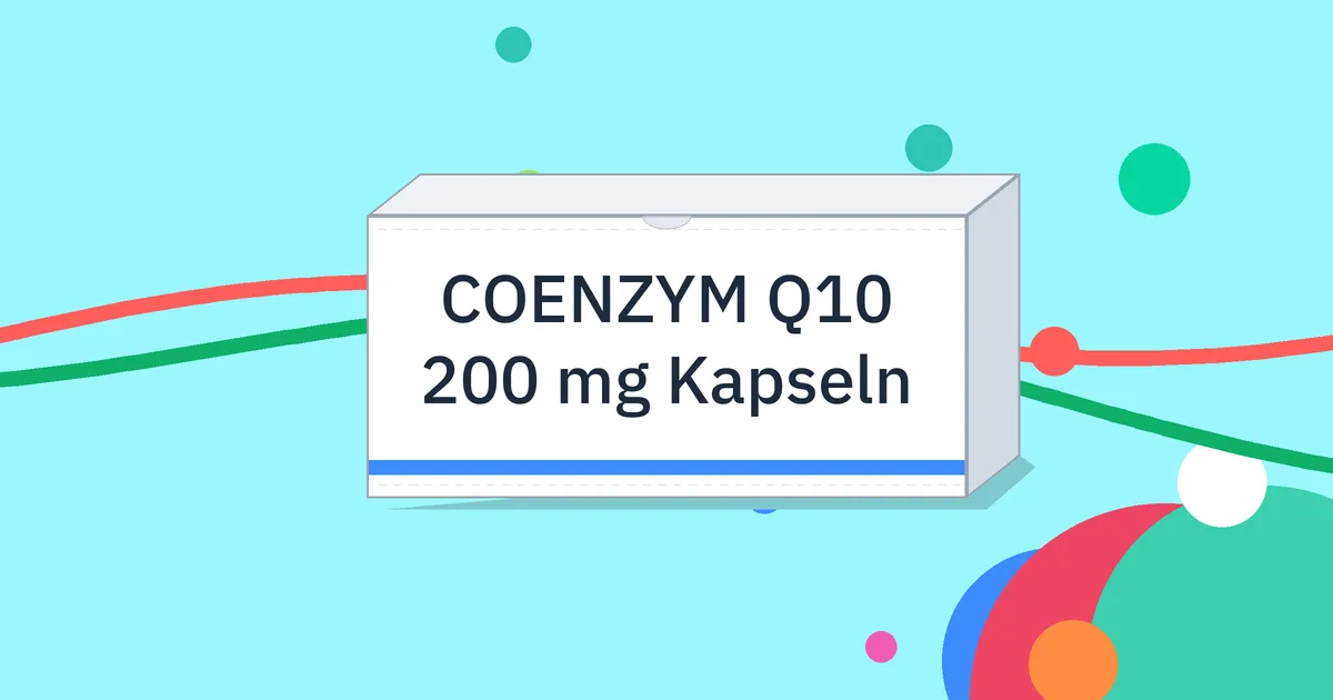 Symbolbild: Packung mit der Aufschrift COENZYM Q10 200 mg Kapseln (PZN 20127576) – Verfügbarkeit und Bezug in Apotheken in Frankfurt am Main