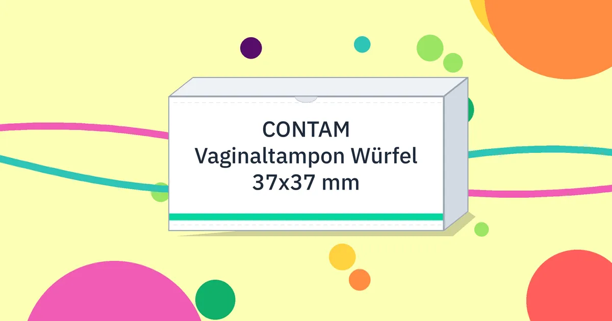 Symbolbild: Packung mit der Aufschrift CONTAM Vaginaltampon Würfel 37x37 mm (PZN 10796951) – Verfügbarkeit und Bezug in Apotheken in Frankfurt am Main