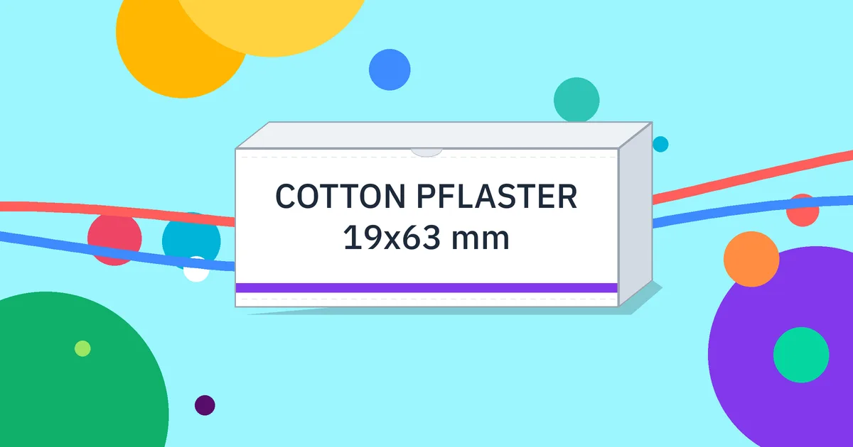 Symbolbild: Packung mit der Aufschrift COTTON PFLASTER 19x63 mm (PZN 18501145) – Verfügbarkeit und Bezug in Apotheken in Frankfurt am Main