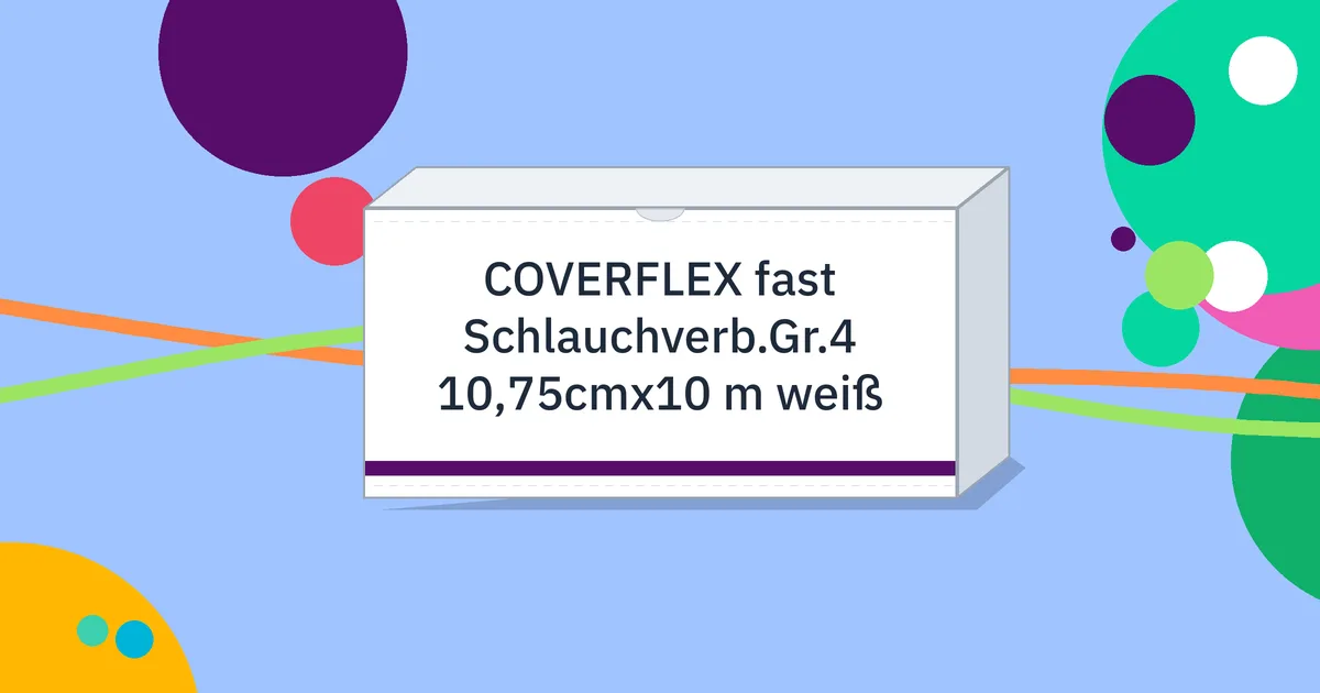 Symbolbild: Packung mit der Aufschrift COVERFLEX fast Schlauchverb.Gr.4 10,75cmx10 m weiß (PZN 17416199) – Verfügbarkeit und Bezug in Apotheken in Frankfurt am Main