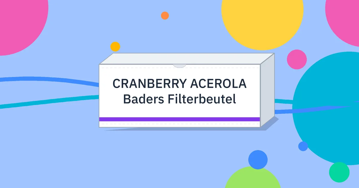 Symbolbild: Packung mit der Aufschrift CRANBERRY ACEROLA Baders Filterbeutel (PZN 06919307) – Verfügbarkeit und Bezug in Apotheken in Frankfurt am Main
