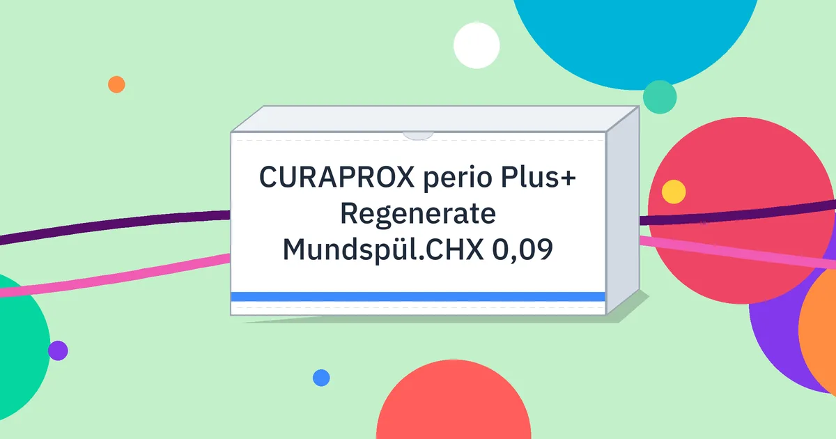 Symbolbild: Packung mit der Aufschrift CURAPROX perio Plus+ Regenerate Mundspül.CHX 0,09 (PZN 15583875) – Verfügbarkeit und Bezug in Apotheken in Frankfurt am Main