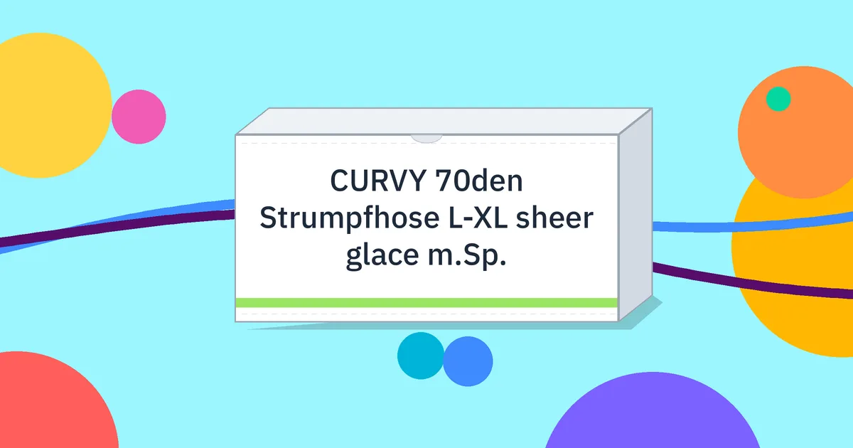 Symbolbild: Packung mit der Aufschrift CURVY 70den Strumpfhose L-XL sheer glace m.Sp. (PZN 16175701) – Verfügbarkeit und Bezug in Apotheken in Frankfurt am Main