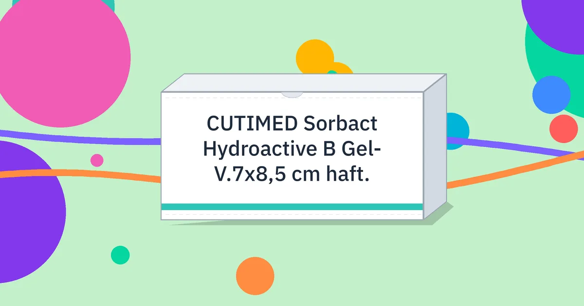 Symbolbild: Packung mit der Aufschrift CUTIMED Sorbact Hydroactive B Gel-V.7x8,5 cm haft. (PZN 15378520) – Verfügbarkeit und Bezug in Apotheken in Frankfurt am Main